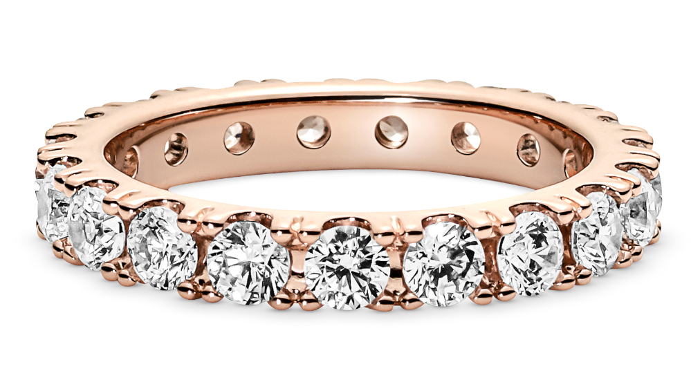 Pandora Sparkling Row Eternity 14k Rose gold-plated sormus 180050C01 ...