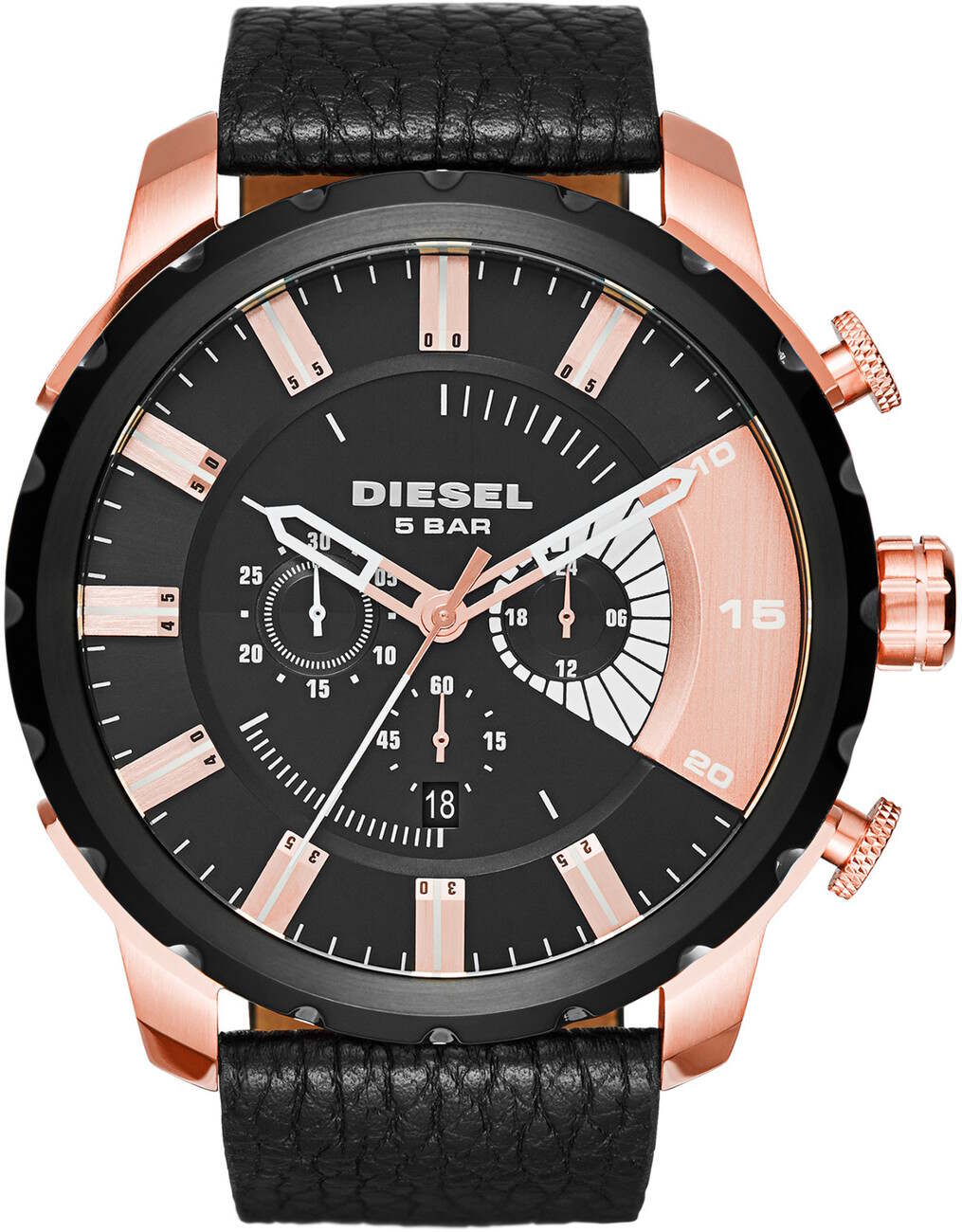 Diesel DZ4347 Stronghold Black Leather - Keskisen Kello Oy