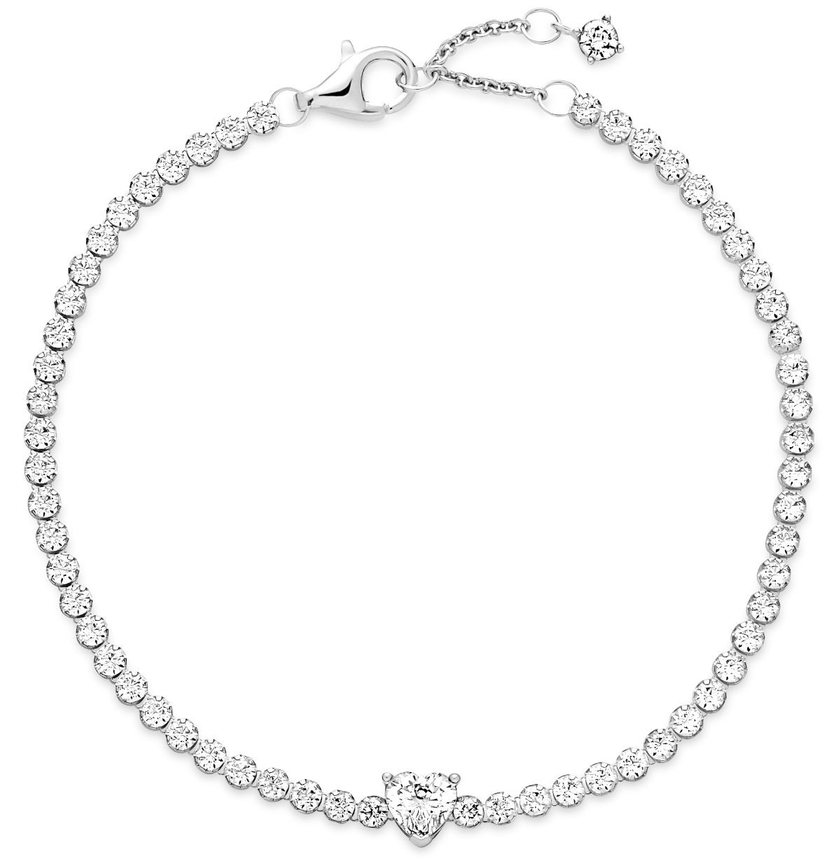 Pandora Sparkling Heart Tennis Bracelet rannekoru 590041C01 - Keskisen ...
