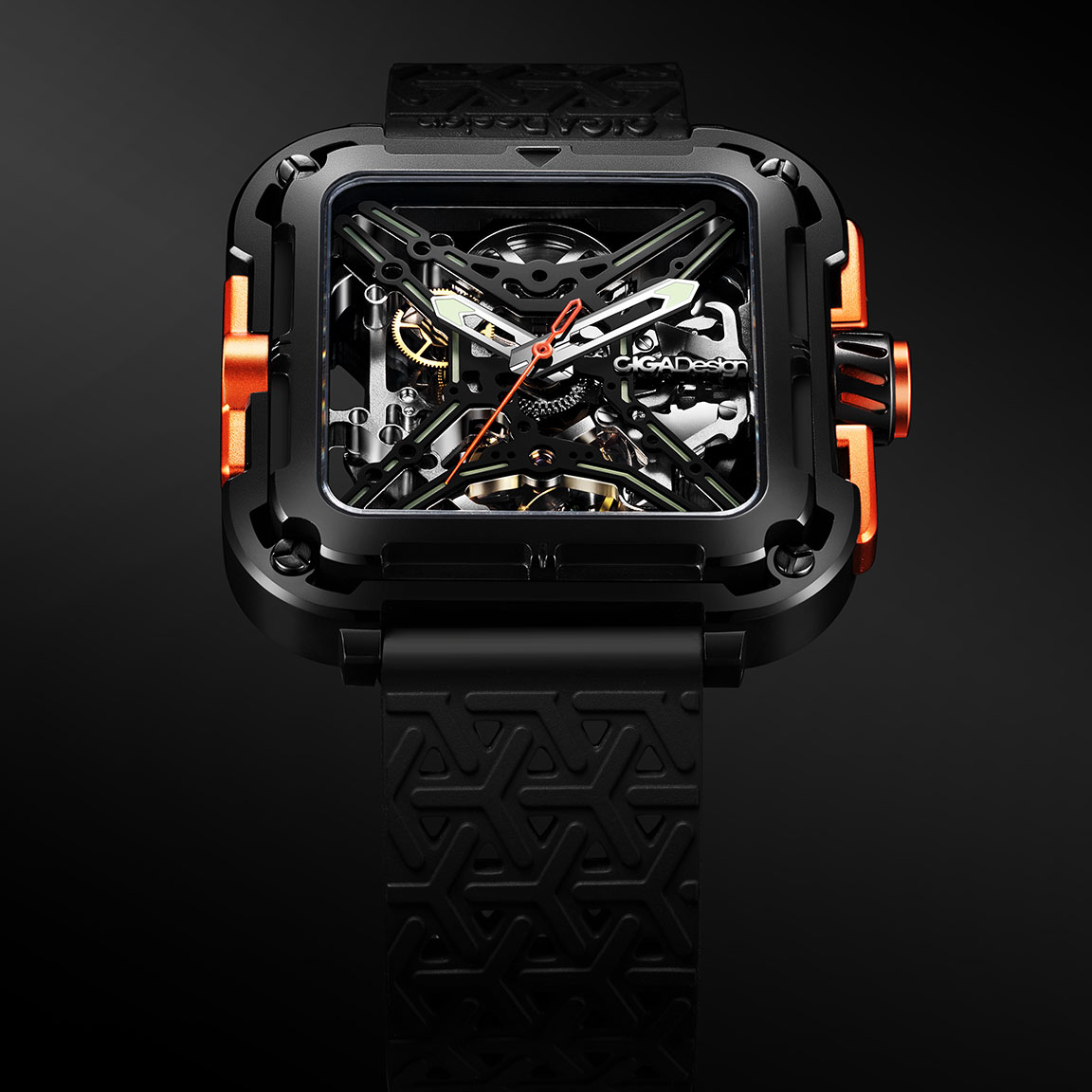 CIGA Design X Series Black Orange Automatic Skeleton X011-BLOG-W25BK ...