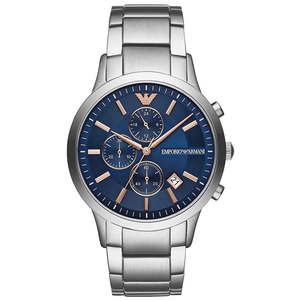 Emporio Armani Renato Chronograph Silver Blue AR11458 - Keskisen Kello Oy