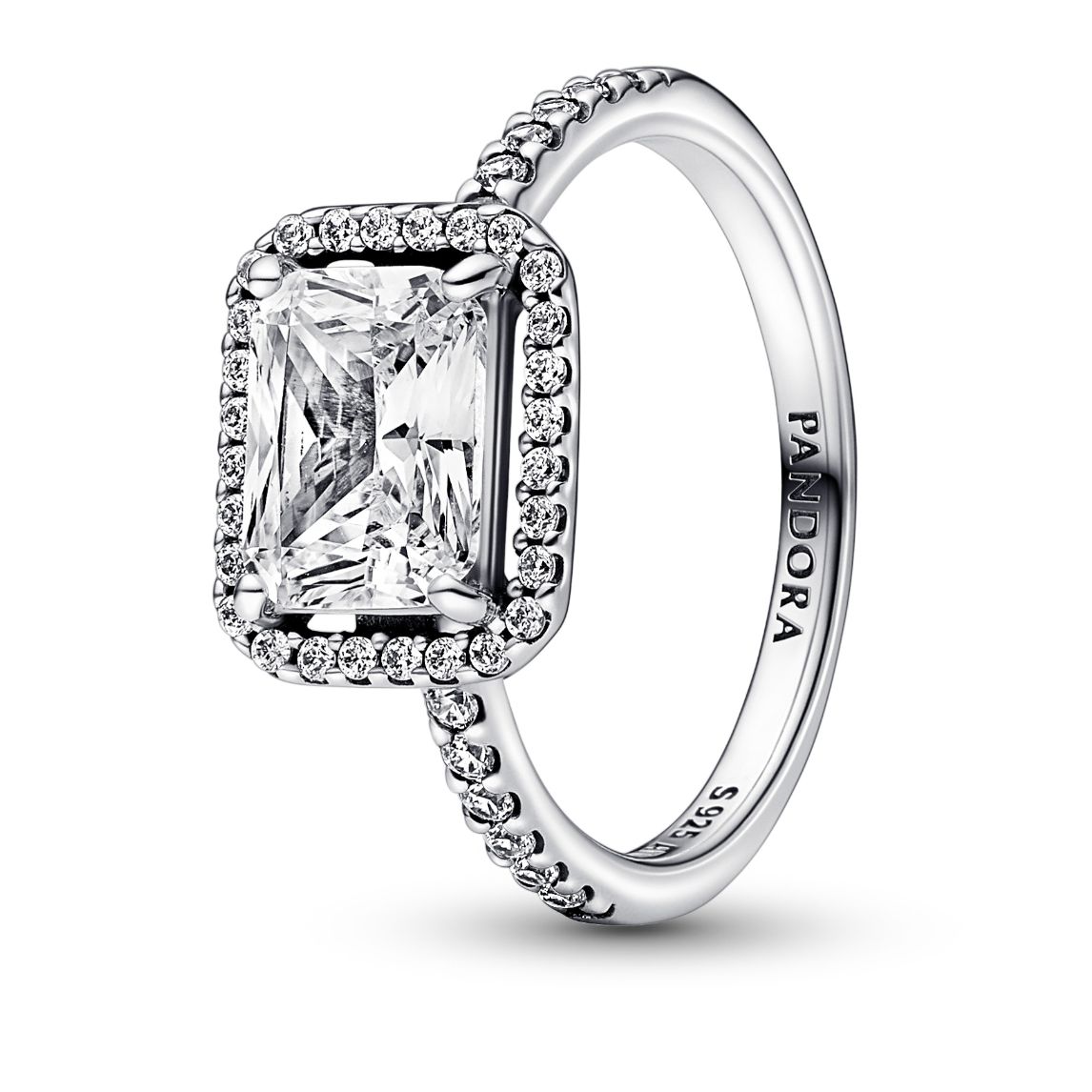 Pandora Timeless Stackable Rectangular Sparkling Halo sormus 192391C01 ...