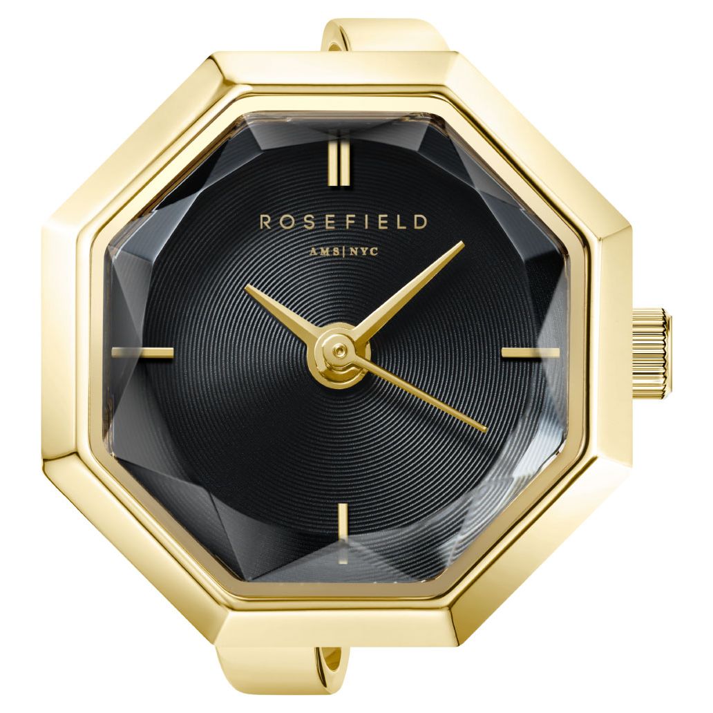 Rosefield The Studio Octagonal Watch Ring Black Gold SBGSG-O67 - Keskisen Kello Oy