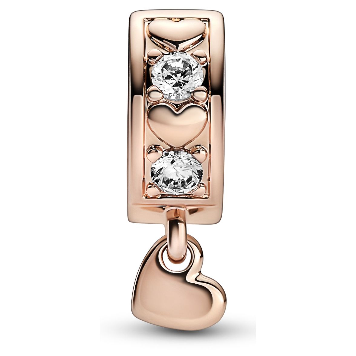 Pandora Moments Infinite Hearts Sparkling Dangling Clip 14k rose gold ...