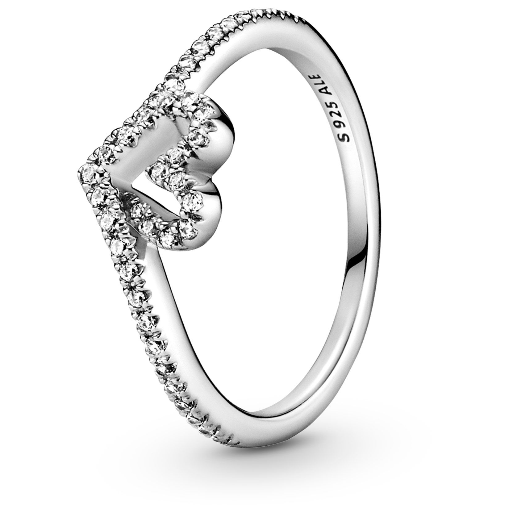 Pandora sormus Stackable Sparkling Wishbone Heart 199302C01 - Keskisen ...