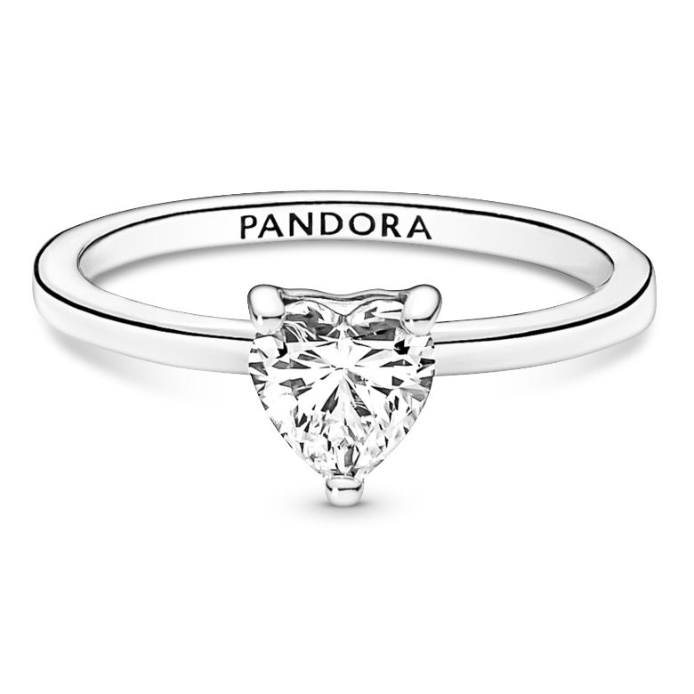 Pandora Stackable Sparkling Heart Solitaire Sterling silver sormus ...