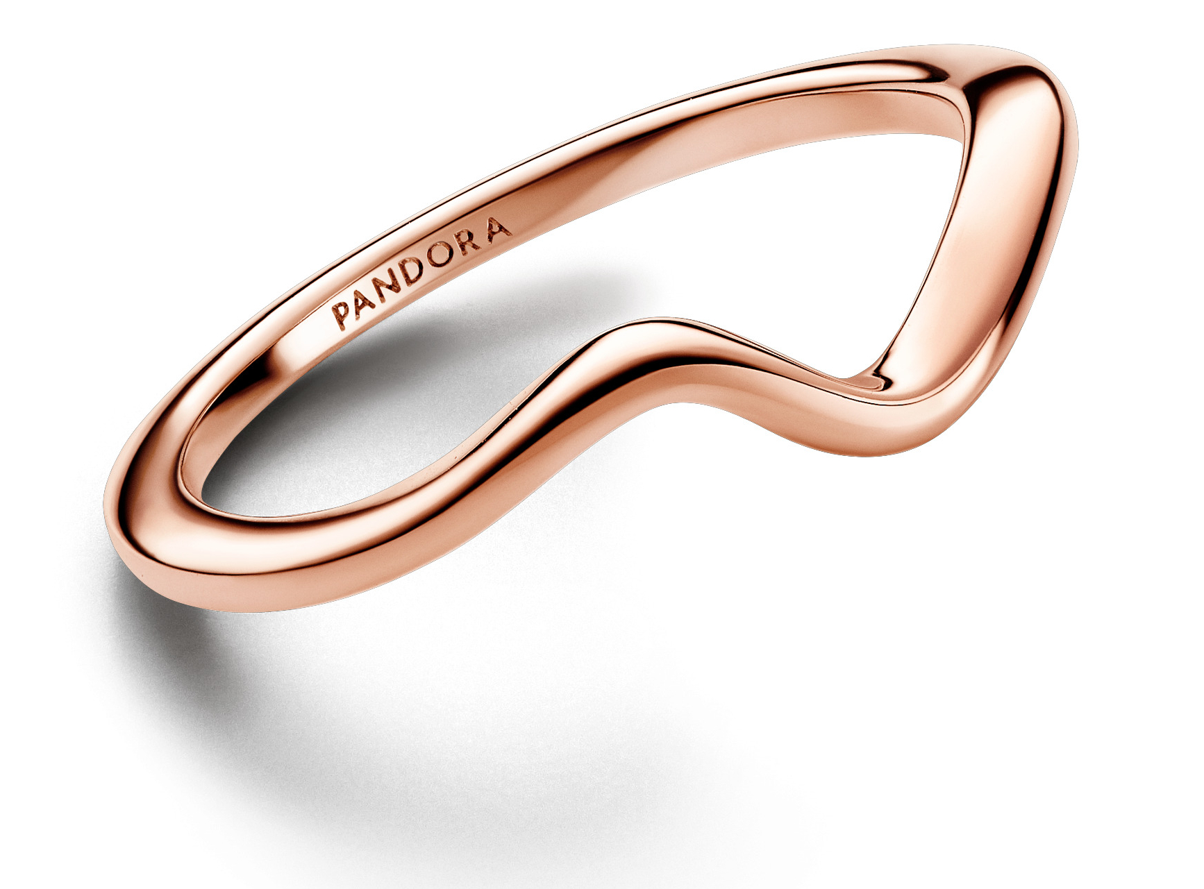 Pandora Timeless stackable Polished Wave Ring 14k Rose gold-plated ...