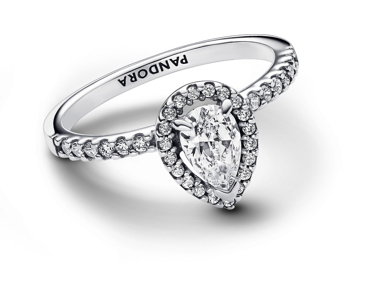Pandora Timeless Sparkling Pear Halo Sterling silver sormus 192835C01 ...