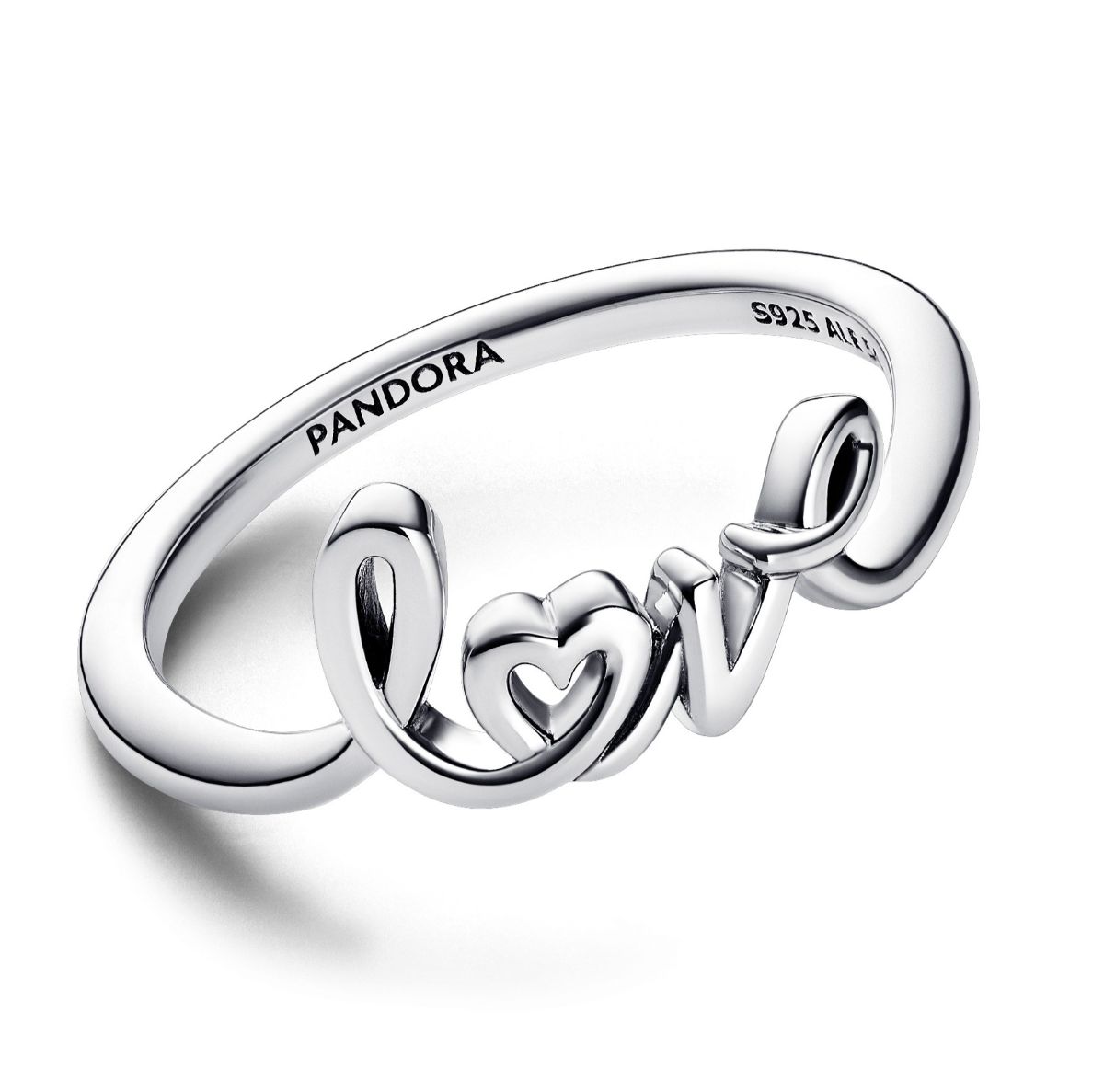 Pandora Moments non-stackable Handwritten Love Ring Sterling silver ...
