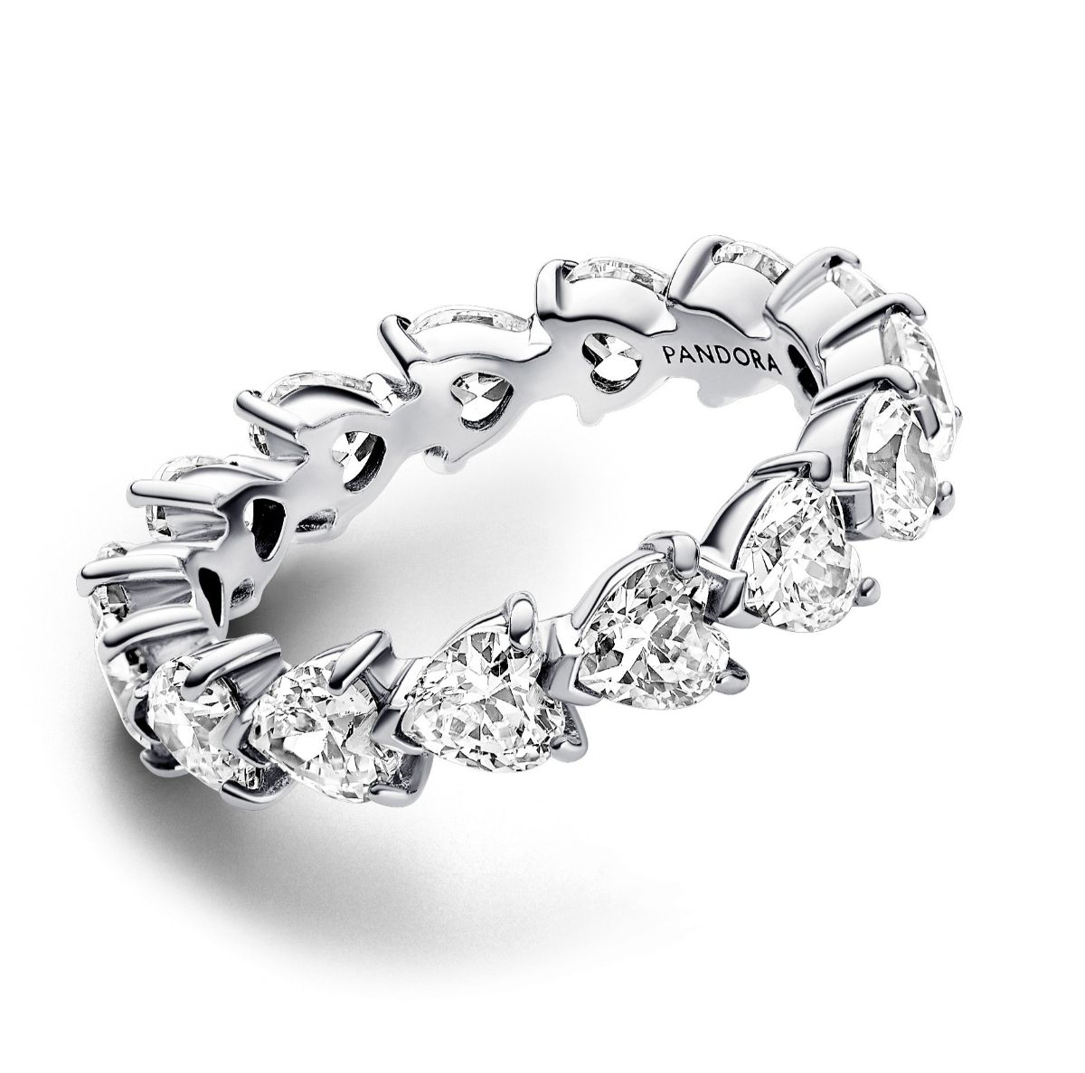 Pandora TImeless non-stackable Row of Hearts Eternity Ring Sterling ...