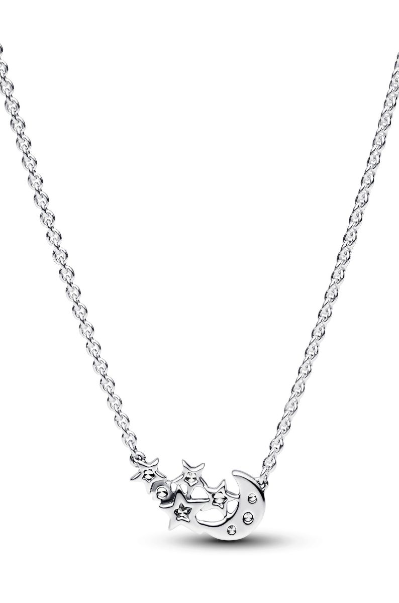 Pandora Moments Sparkling Moon & Star Sterling silver kaulakoru ...