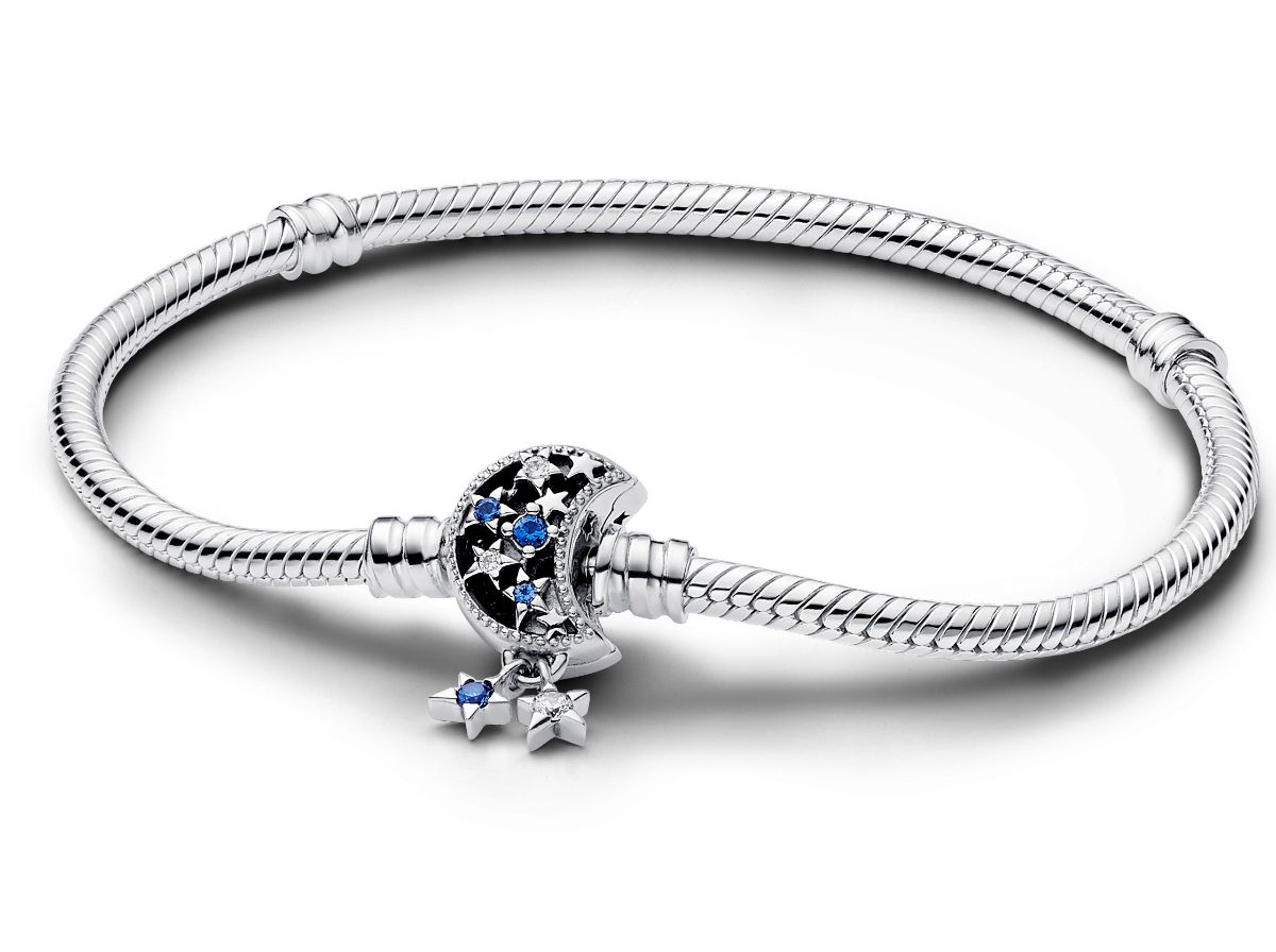 Pandora Moments Sparkling Moon Sterling silver rannekoru 592819C01 ...