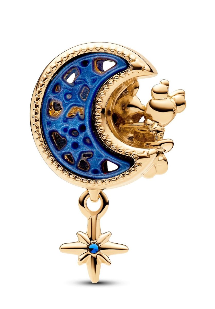 Pandora Disney x Pandora Mouse Crescent Moon 14k Gold-plated hela ...