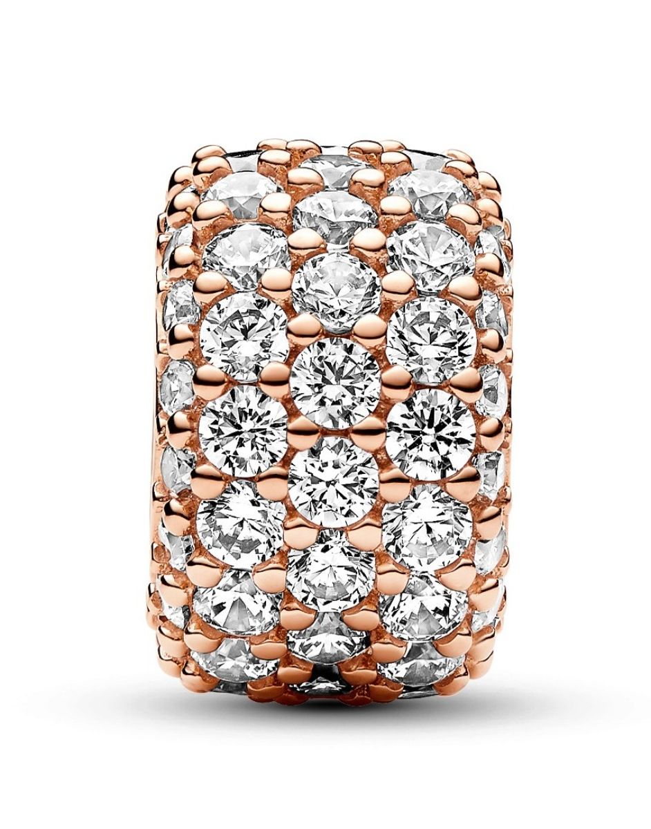 Pandora Moments Sparkling Pave Triple-row 14k Rose gold-plated hela ...