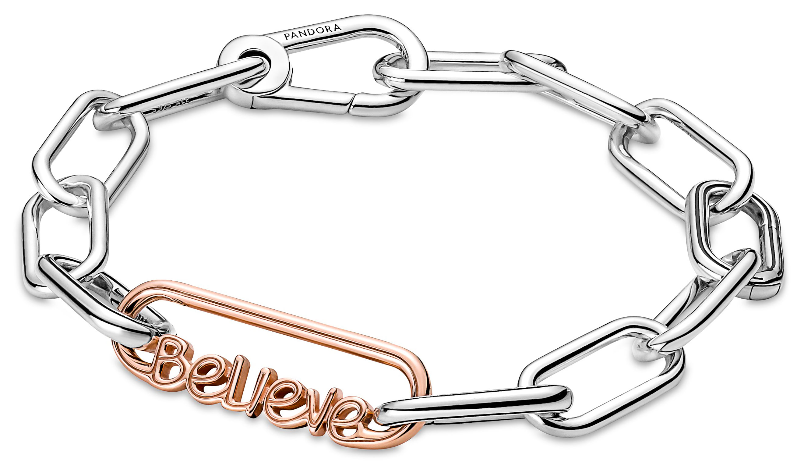 Pandora Me hela Styling Believe Word Link 14k Rose Gold-Plated ...