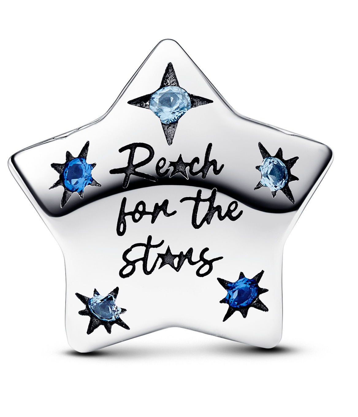 Pandora Moments Bold Sparkling Star Sterling silver Blue crystal hela ...