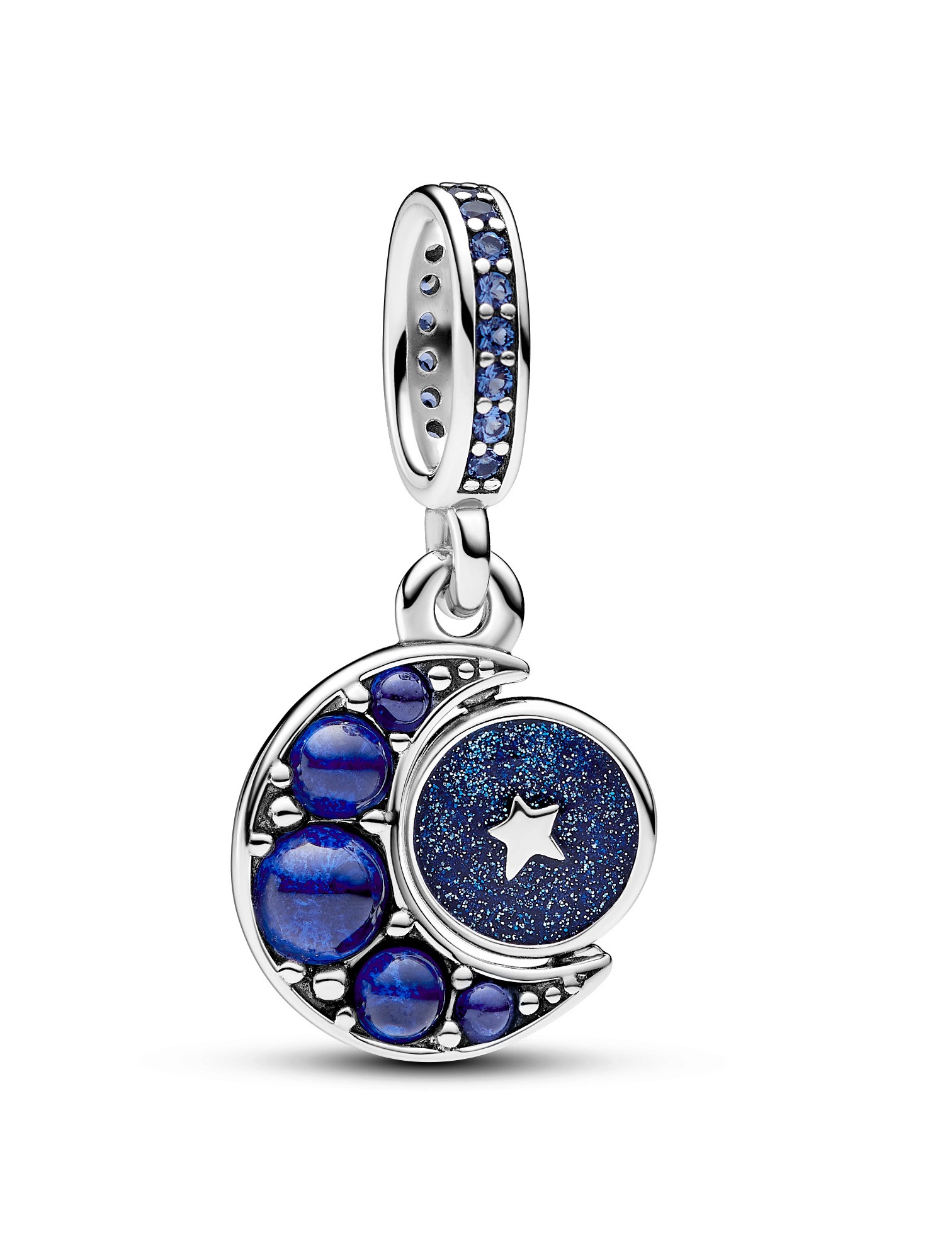 Pandora Moments Bold Sparkling Star Sterling silver Blue crystal hela ...