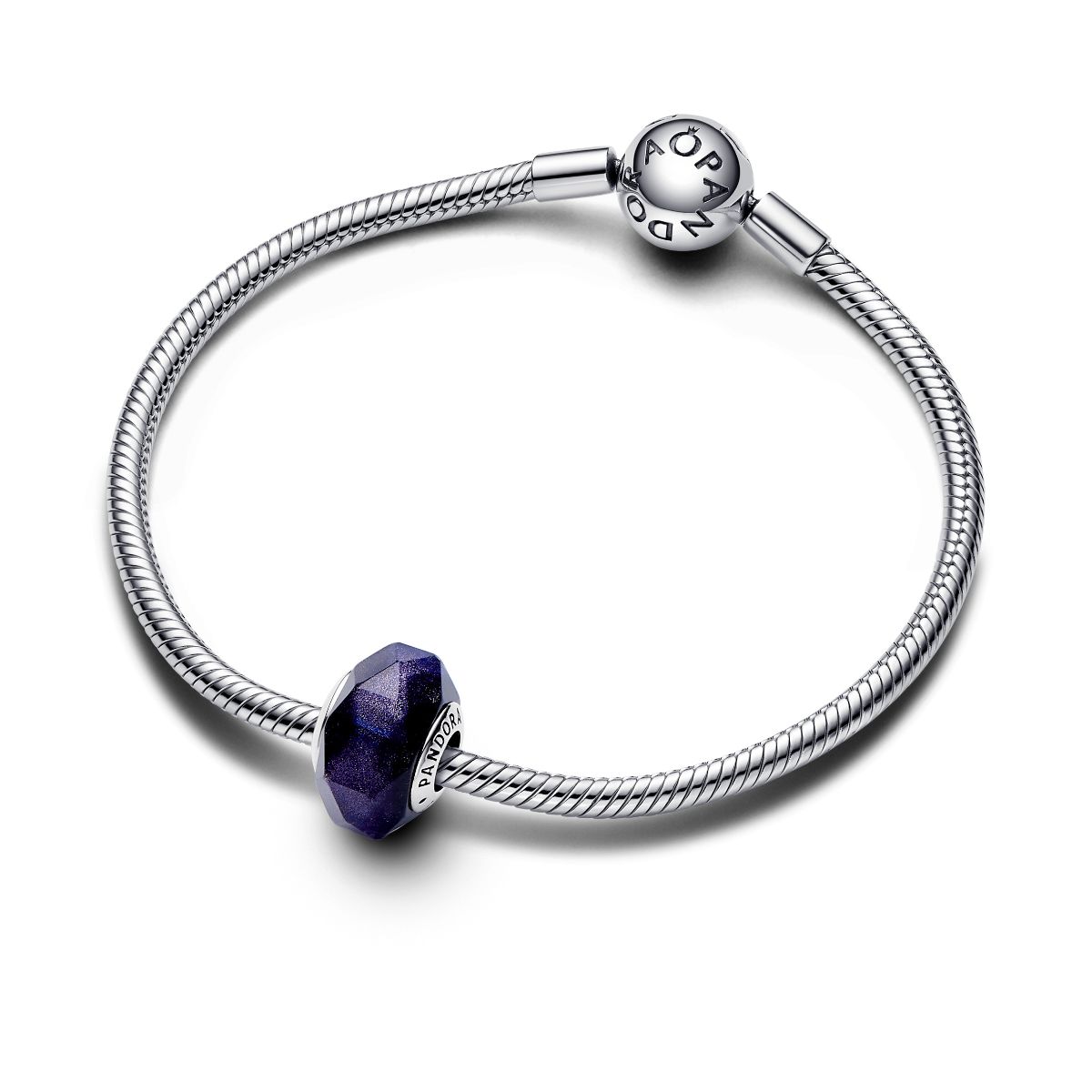 Pandora Moments Faceted Blue Murano Glass Sterling silver Blue glass ...