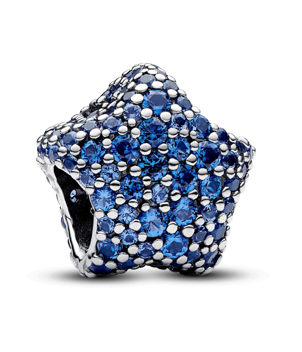 Pandora Moments Bold Sparkling Star Sterling silver Blue crystal hela ...