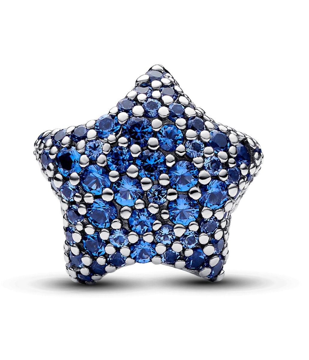 Pandora Moments Bold Pave Star Sterling silver Blue crystal hela ...