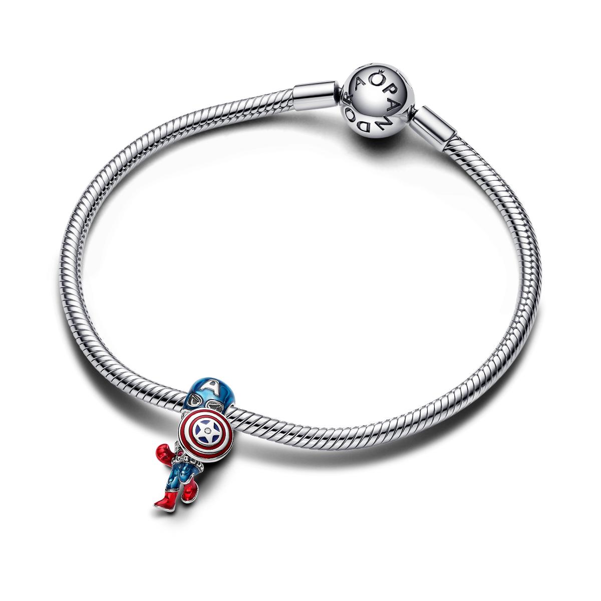 Pandora Pandora Marvel x Pandora Sterling Silver enamel Captain America ...
