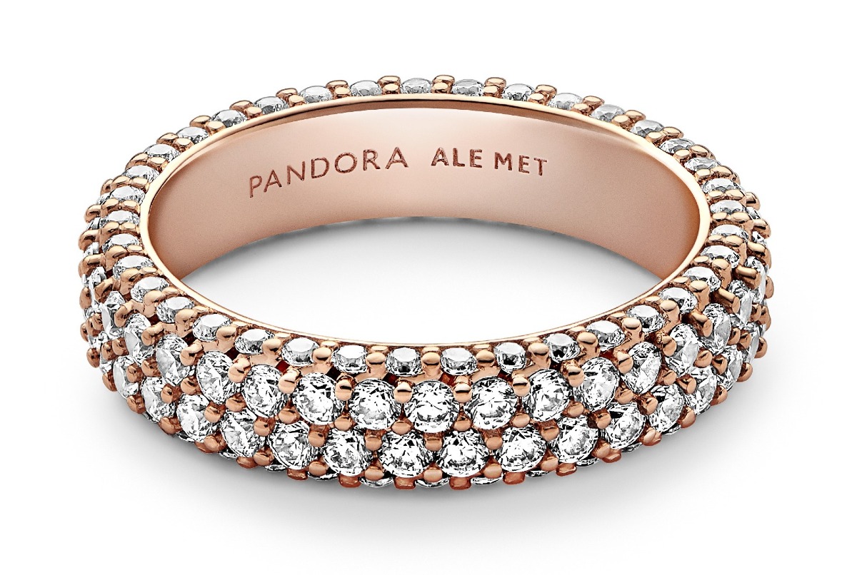 Pandora Timeless Pave Double-row 14k Rose gold-plated sormus 182629C01 ...