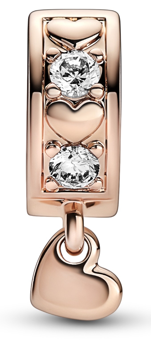 Pandora Moments Infinite Hearts Sparkling Dangling Clip 14k rose gold ...