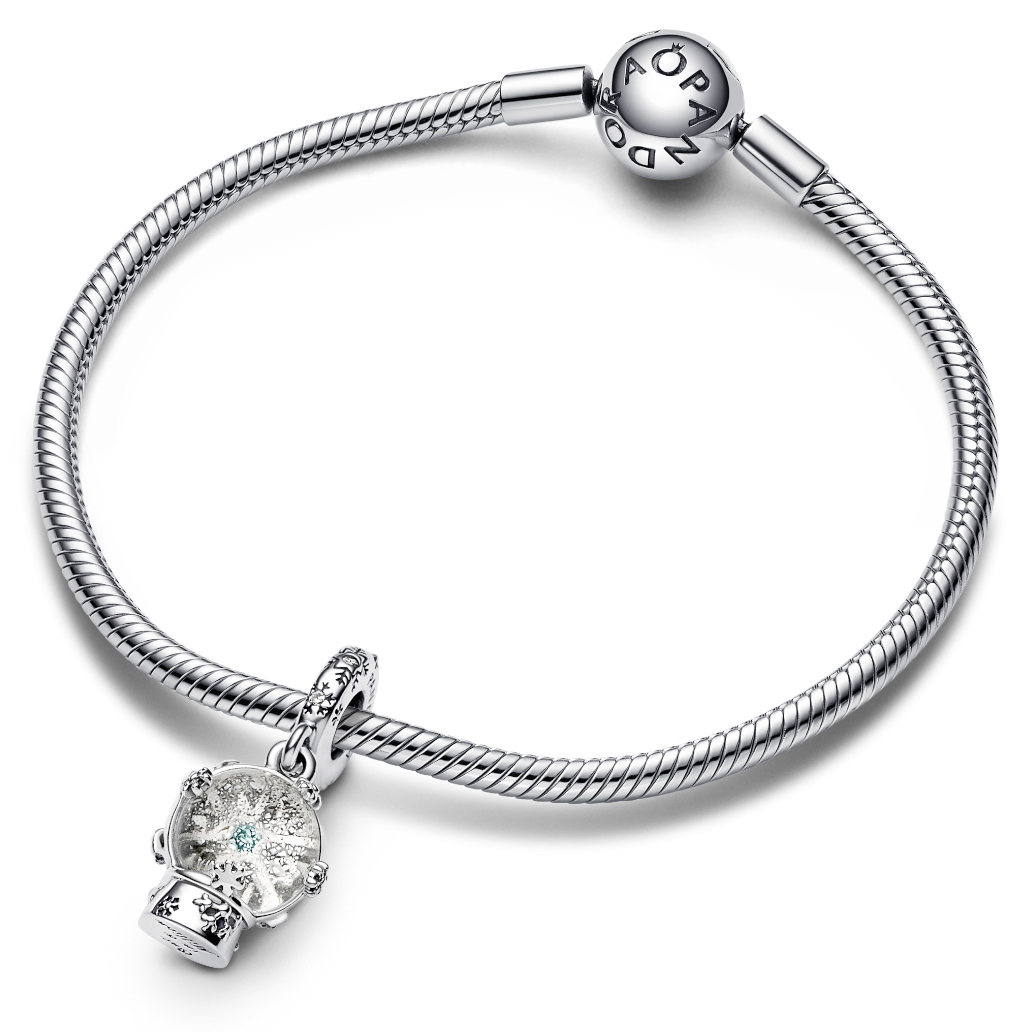 Pandora Moments Snowflake Snowglobe riipushela 792369C01 - Keskisen ...