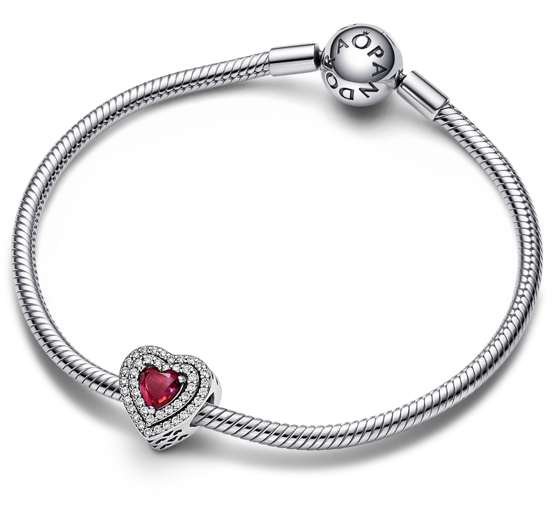 Pandora Timeless Sparkling Red Levelled Heart hela 799218C02 - Keskisen ...