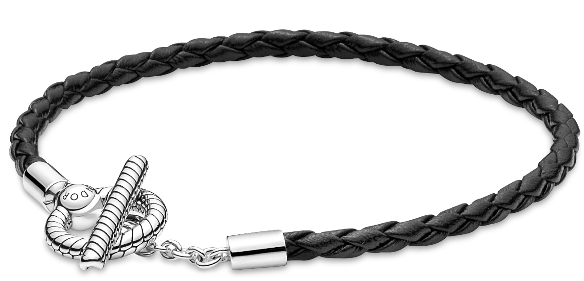 Pandora Moments Braided Leather T-bar rannekoru 591675C01 - Keskisen ...