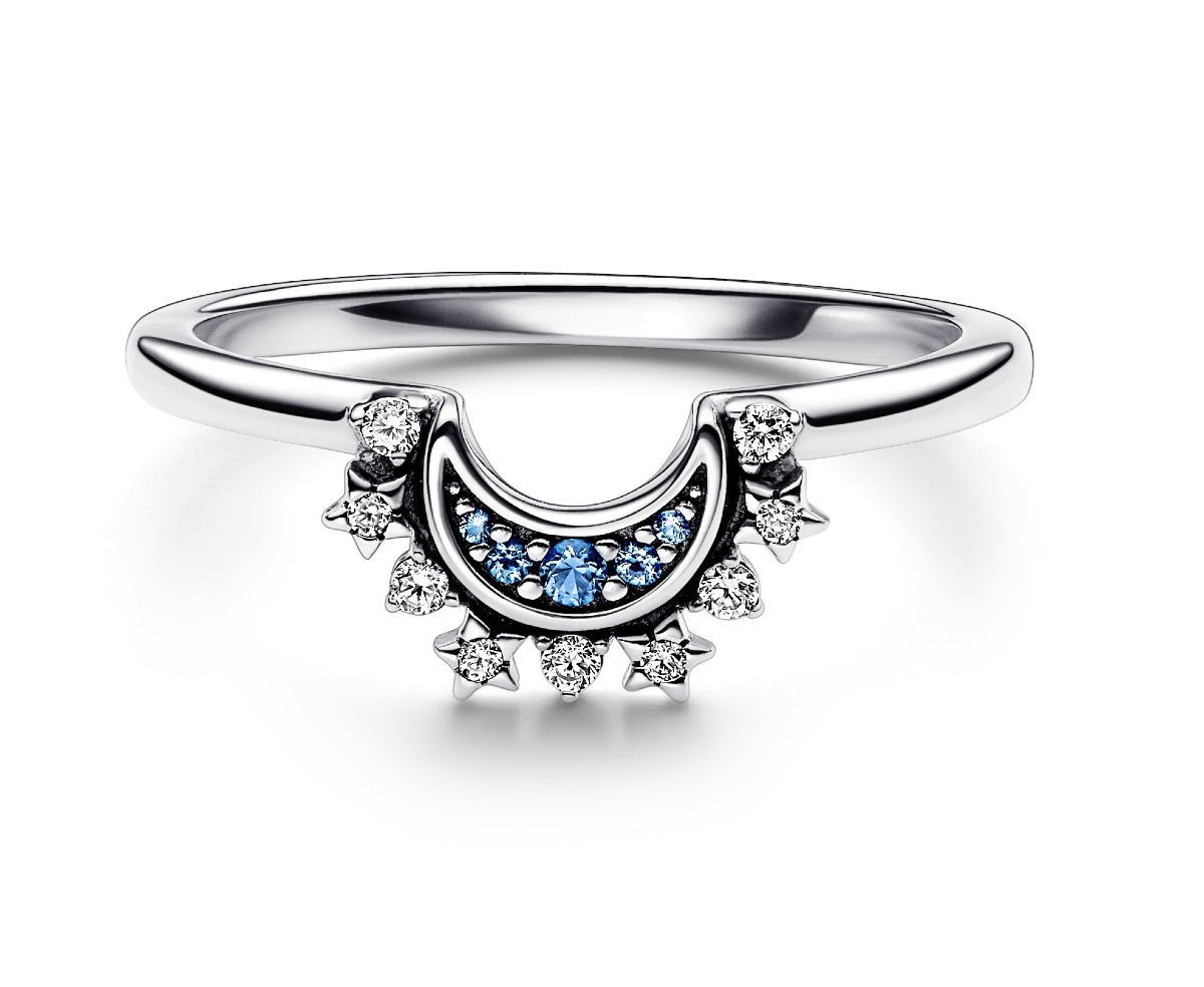 Pandora Moments Celestial Blue Sparkling Moon sormus 192675C01 ...