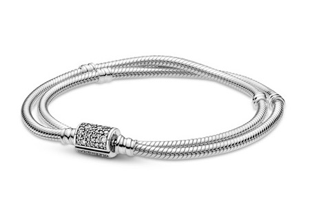 Pandora Moments Double Wrap Barrel Clasp Snake Chain rannekoru ...