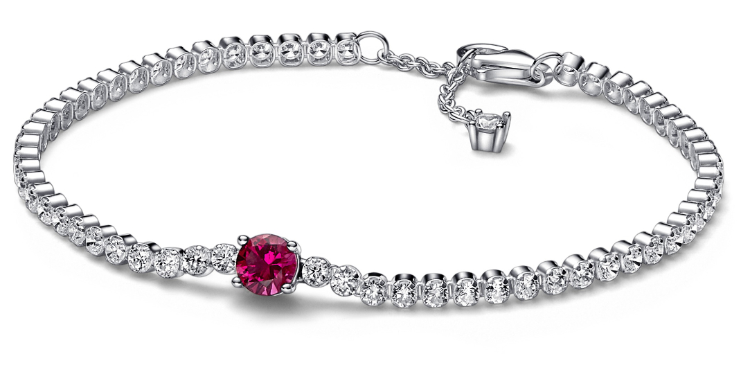 Pandora Timeless Red Sparkling Round Pavé Tennis rannekoru 592403C01 ...