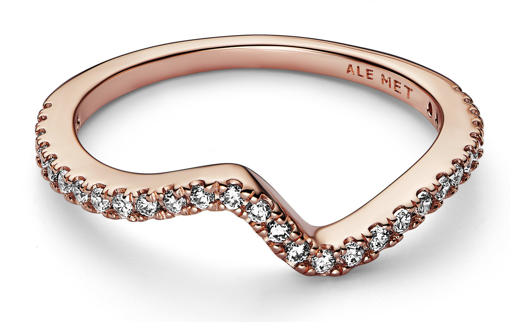 Pandora Timeless Ring Stackable Sparkling Wave 14K rose sormus ...