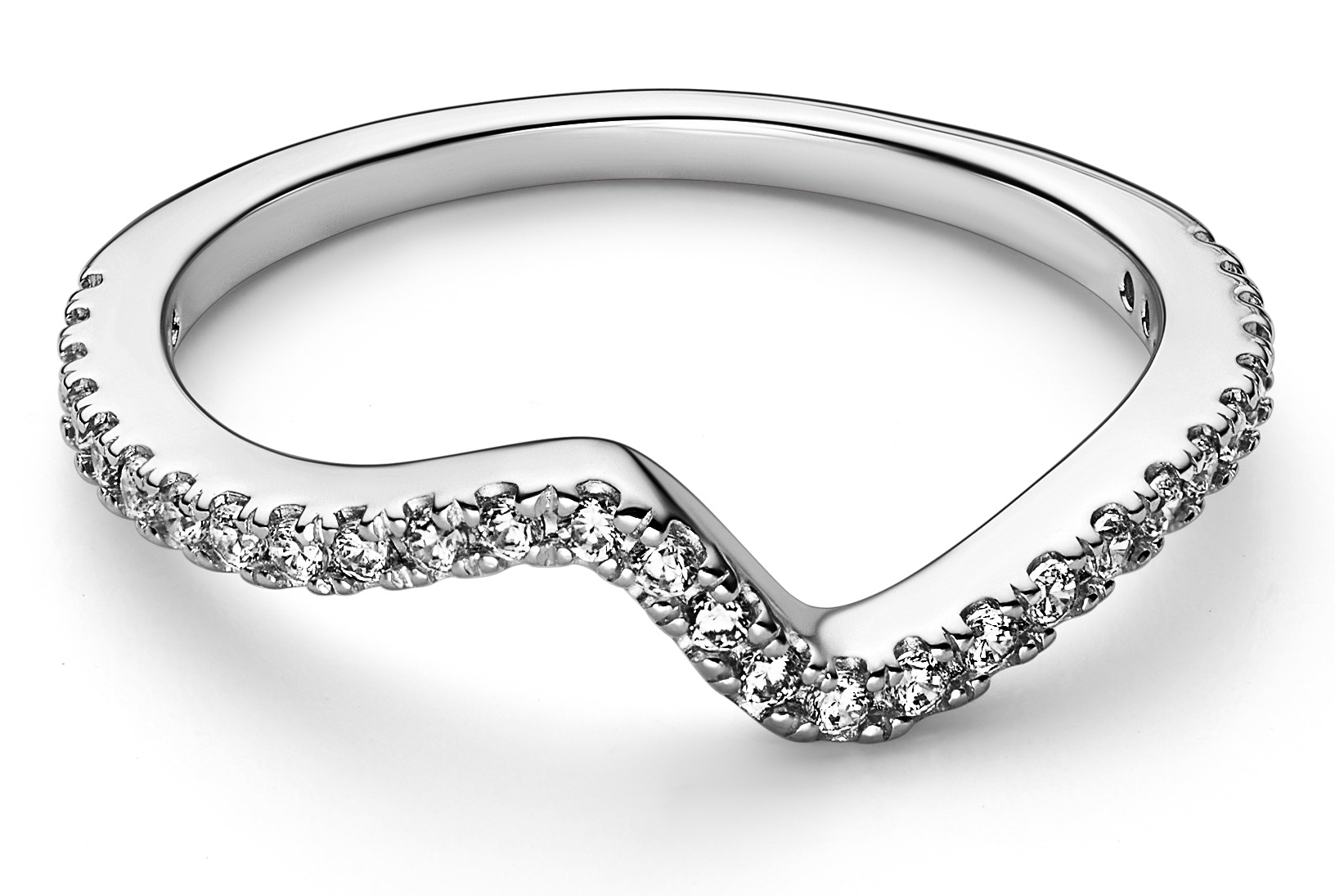 Pandora Timeless Ring Stackable Sparkling Wave Ring Sterling silver ...