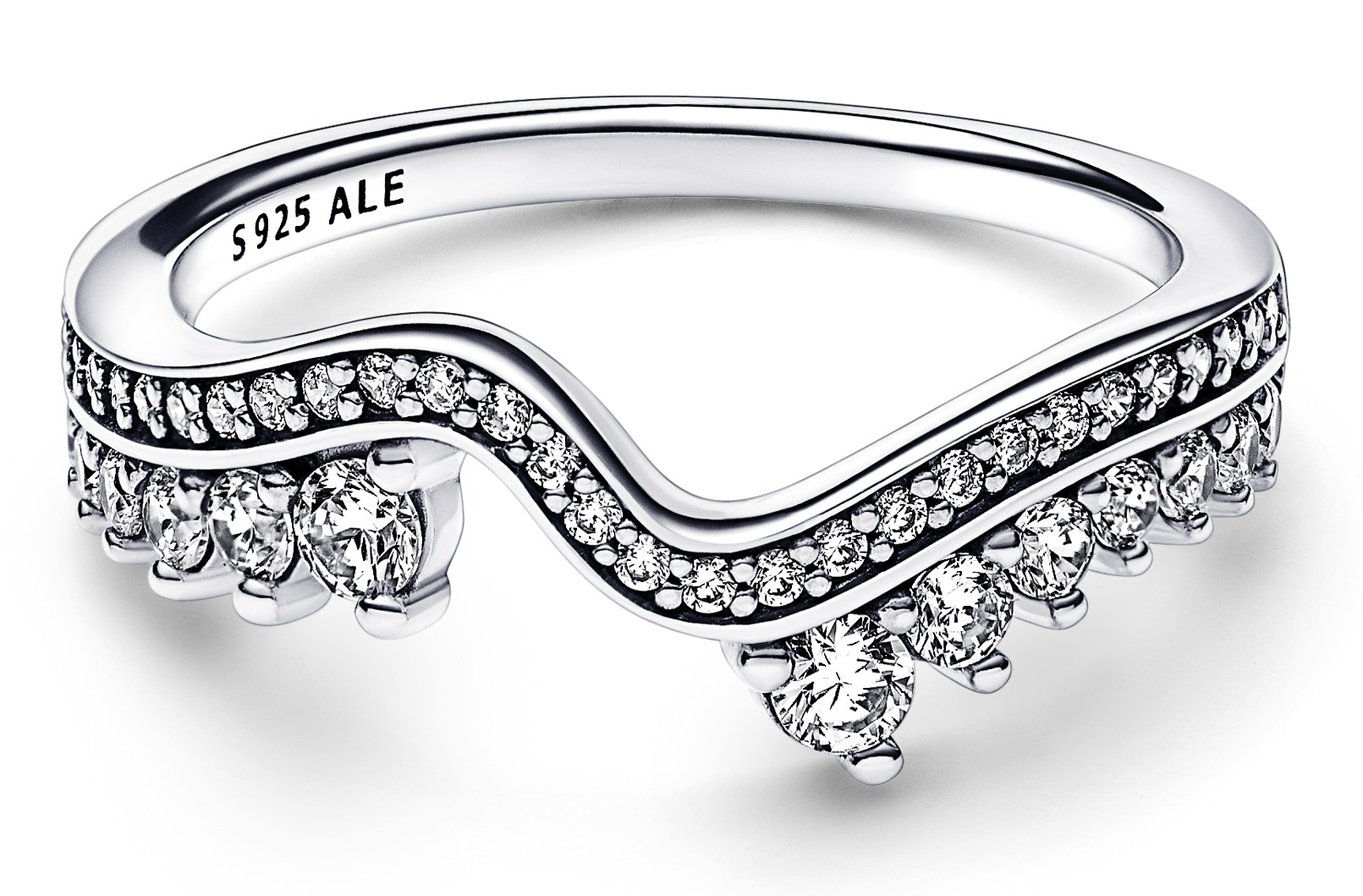 Pandora Timeless Ring Stackable Sparkling Asymmetric Wave sormus ...