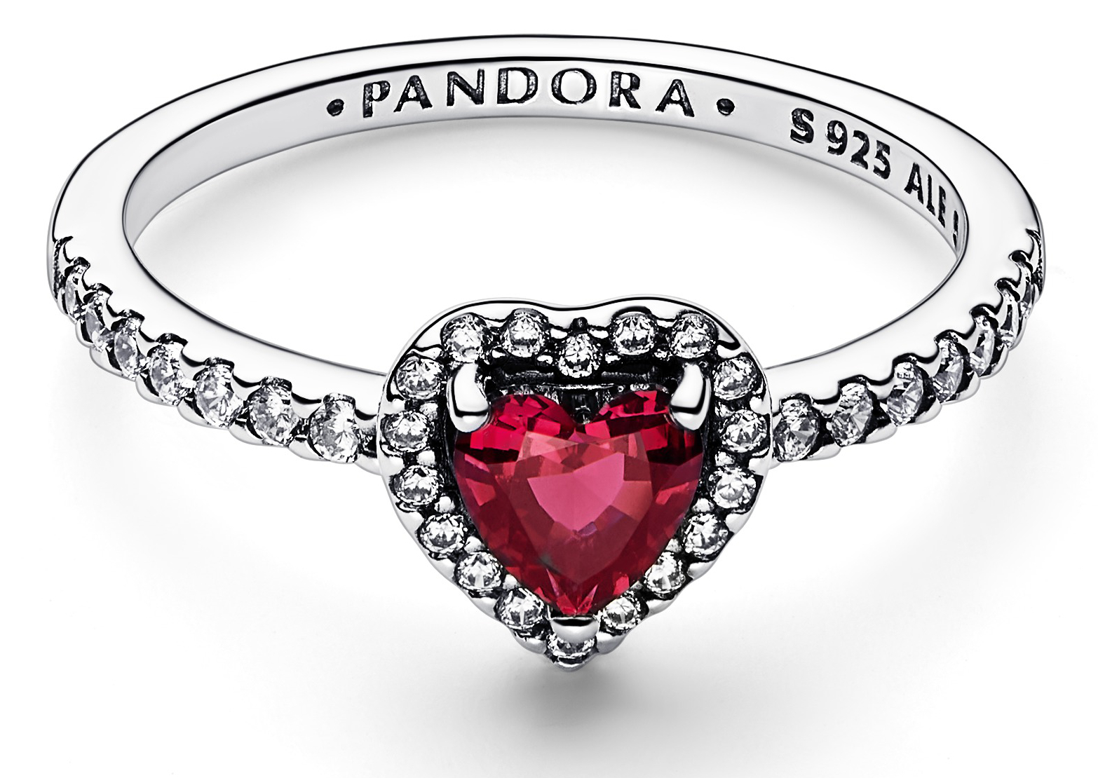 Pandora Timeless Ring Non-stackable Sparkling Red Elevated Heart sormus 198421C02 - Keskisen ...